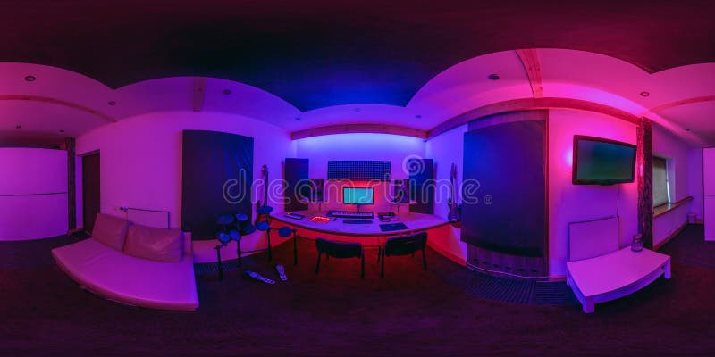 Full Seamless Hdr 360 Panorama Inside Recording Music Studio with Neon ...