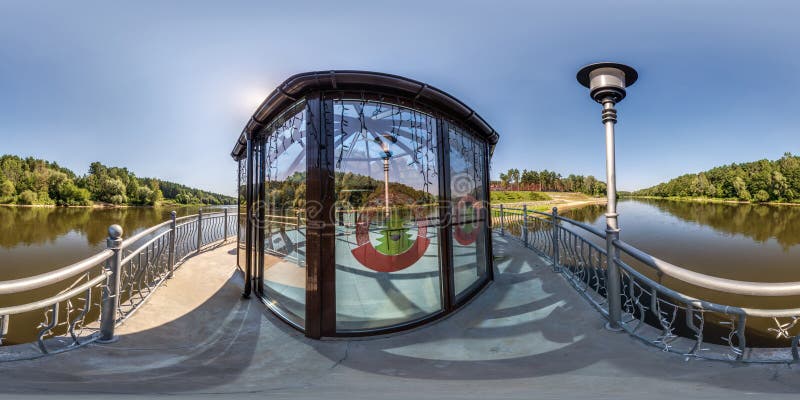 Full Seamless Hdri 360 Panorama Near Gazebo Next To Wide River in ...