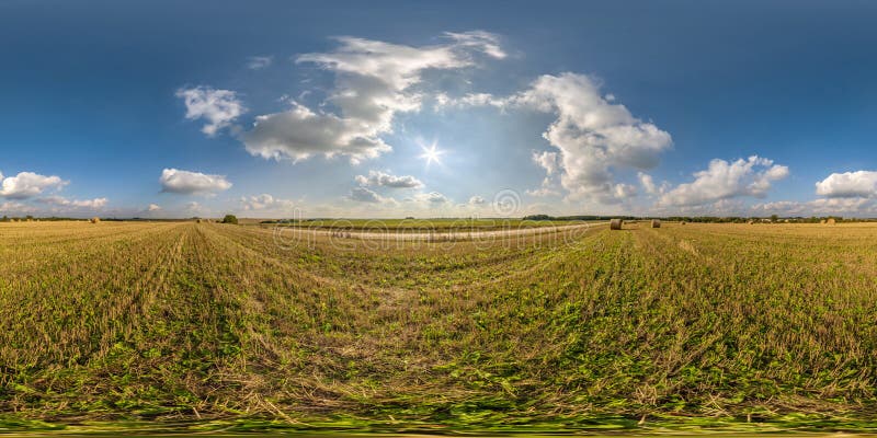 Full Seamless 360 Hdri Panorama View among Farming Field with Sun and ...