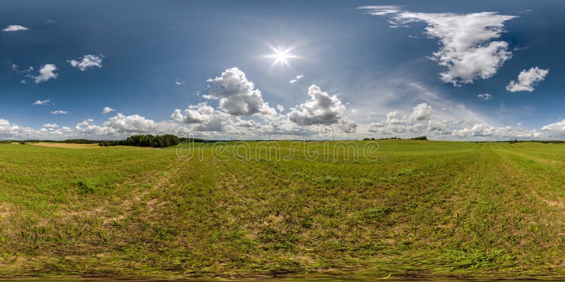 Full Seamless 360 Hdri Panorama View among Farming Field with Sun and ...