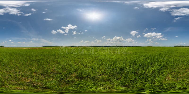 Full Seamless 360 Hdri Panorama View among Farming Field with Sun and ...