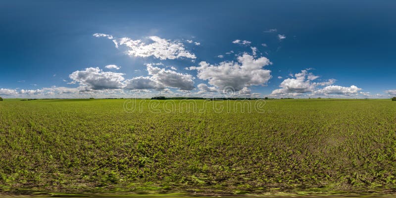Full Seamless 360 Hdri Panorama View among Farming Fields with Sun and ...