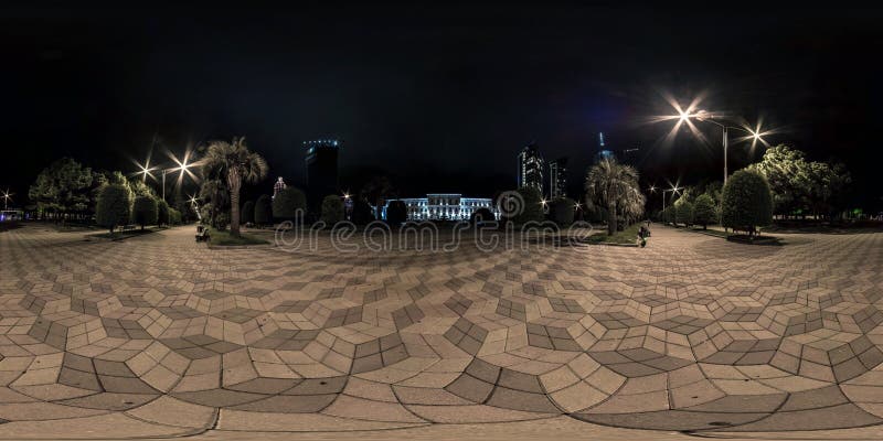 Full Seamless Spherical Night Panorama 360 Degrees Angle View on an ...