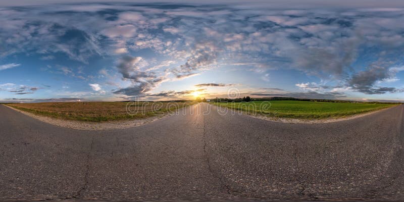 Full Seamless Spherical Panorama 360 Degrees Angle View on Asphalt Road ...
