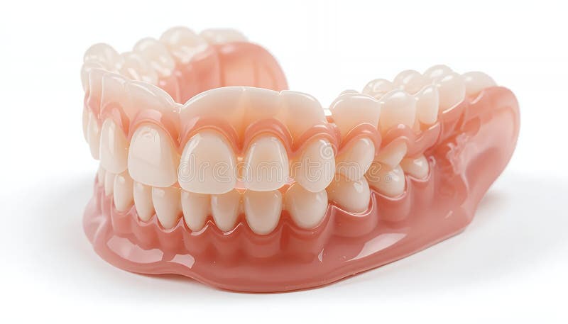Full Set of Realistic Dentures Isolated on White Background Stock ...