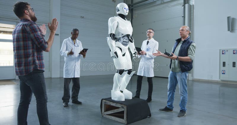 Scientists Testing a Car Driving Robot Stock Footage - Video of vehicle ...