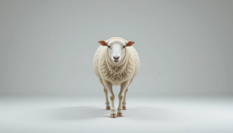 Studio Shot of a Sheep Facing Forward Against a Neutral Background ...