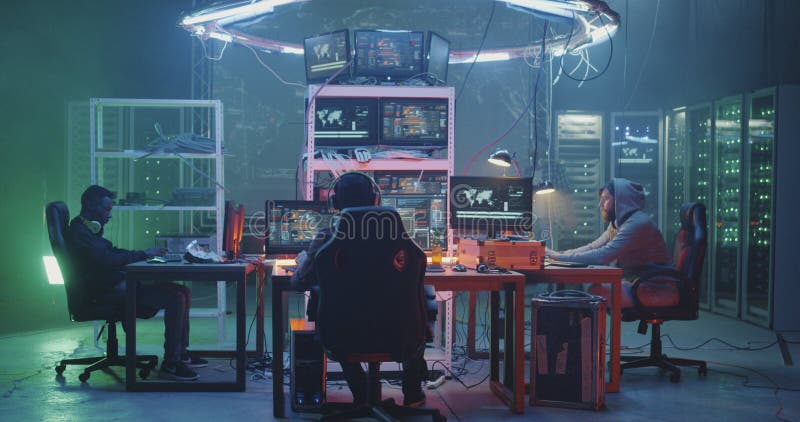 Young Hackers Talking in Basement Stock Photo - Image of technology ...