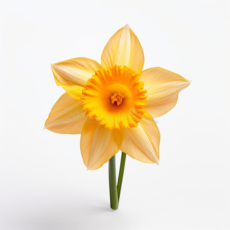 Full and Single Daffodils on White Background with Section View Stock ...