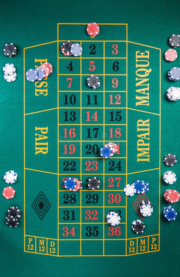 Full Size Casino Roulette Table. Green Felt with Numbers Stock Photo ...