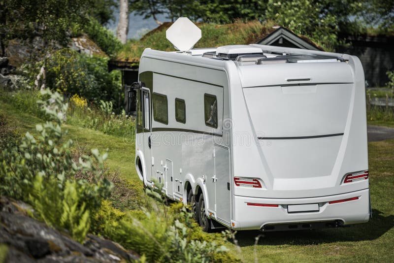Full Size Full Integral Camper Van with Satellite Dish on the Roof ...