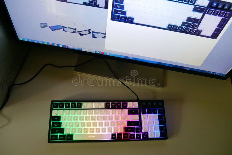 Full-size Keyboard with Colorful Keys. Keyboard for Games Editorial ...