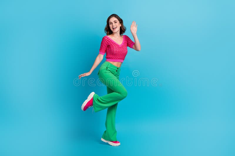 Full Size Photo Of Gorgeous Good Mood Satisfied Woman With Wavy