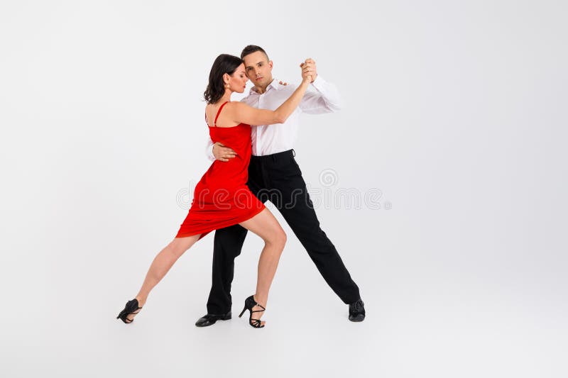 Full Size Photo of Two Young Passionate Dancing Partners Empty Space on ...
