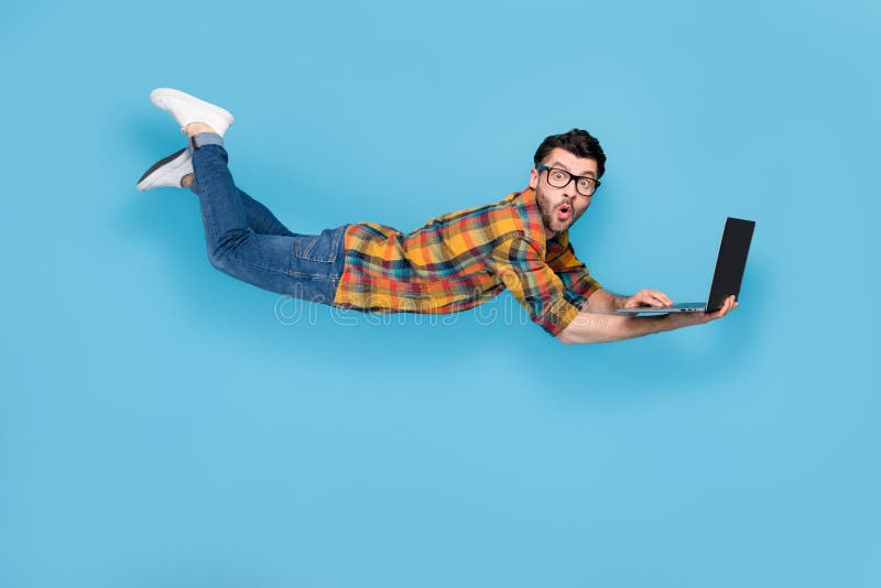 Full Size Profile Portrait of Impressed Confused Man Pouted Lips Fly ...