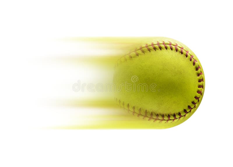 Full Speed. Yellow Softball Ball Isolated on White Background. Stock ...