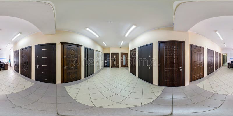 Full Spherical 360 Degrees Seamless Panorama in Interior Wooden Door ...