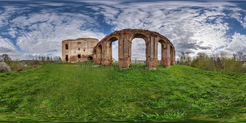 Full Spherical Hdri 360 Panorama Near Stone Abandoned Ruined Palace ...