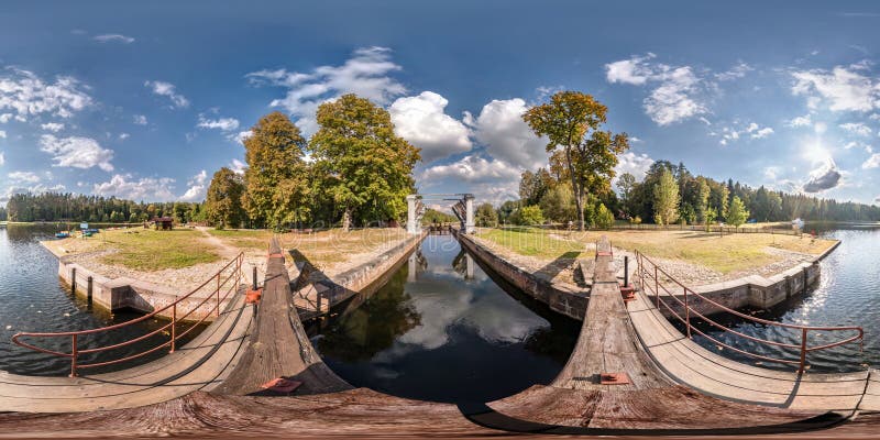 Full Spherical Seamless Panorama 360 Angle View Degrees Near Gateway Lock Drawbridge ...