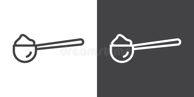 Full Spoon Icon Flat Vector Set Outline Stock Vector - Illustration of ...