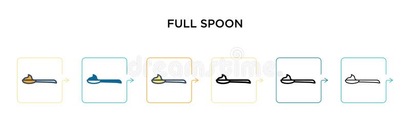 Full Spoon Vector Icon in 6 Different Modern Styles. Black, Two Colored ...