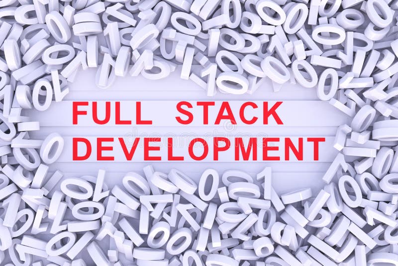 FULL STACK DEVELOPMENT with Scattered Binary Code 3D Stock Illustration ...
