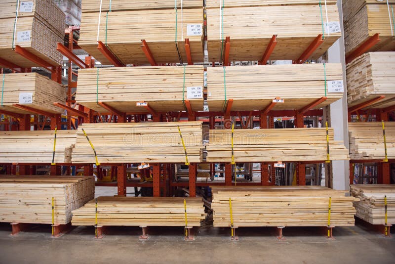 Full Stack of Packed Lumber Blocks Yard at Large Hardware Home ...
