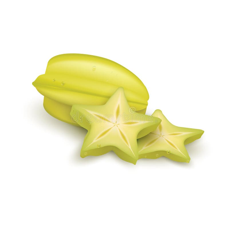 Full Star Fruit and Slices. Vector Illustration Decorative Design Stock ...