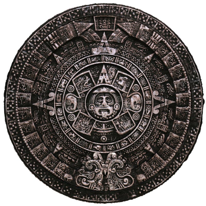 Full Stone Mayan Calendar Frnt View Stock Image - Image of believe ...
