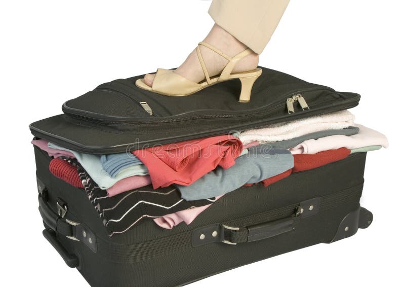 Full suitcase stock image. Image of holiday, beige, shoe - 349241