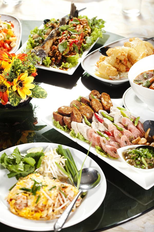 Full table stock photo. Image of meat, light, asia, glass - 31710806