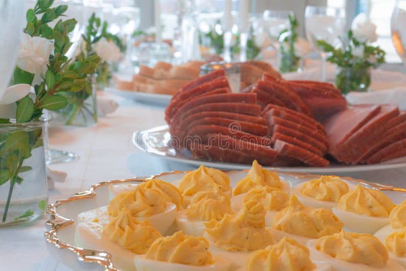 Full Table of Food Set for Many People Stock Image - Image of food ...