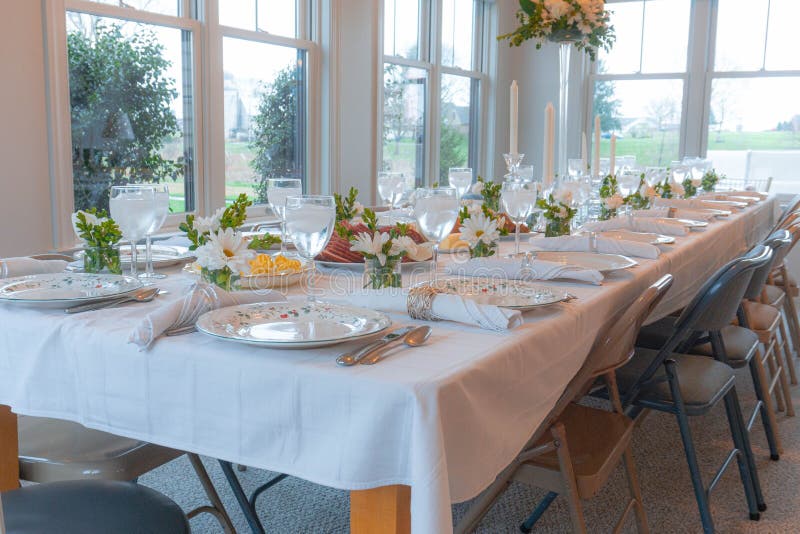 Full Table of Food Set for Many People Stock Photo - Image of eggs ...