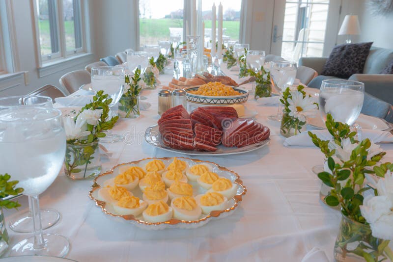 Full Table of Food Set for Many People Stock Photo - Image of enjoyment ...