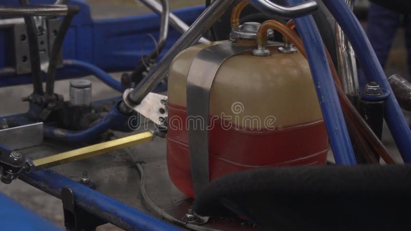 Fuel tank in a racing car stock video. Video of transportation - 306654271