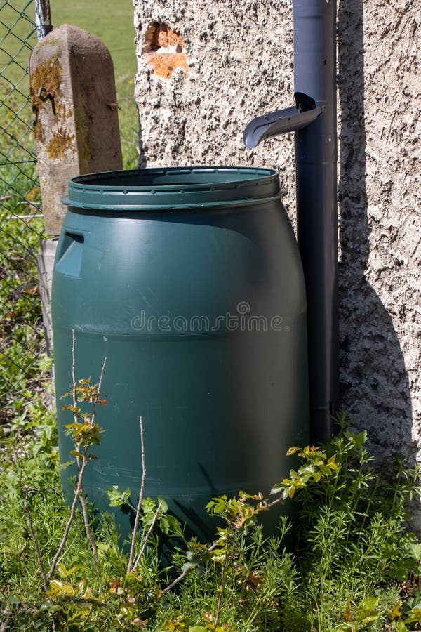 A Full Tank of Rainwater Under the Gutter Stock Photo - Image of ...