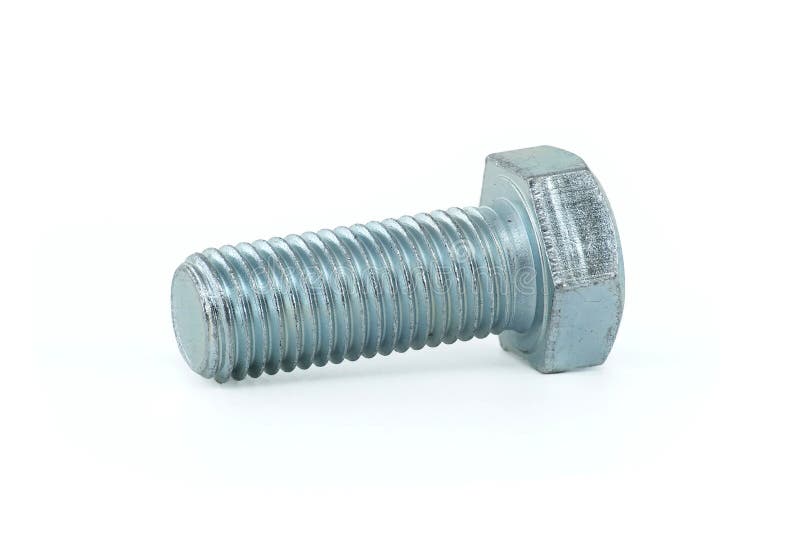 Full Thread Hexagon Bolt Isolated on White Stock Photo - Image of ...