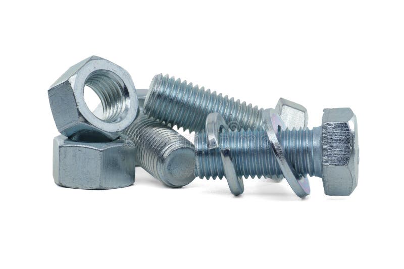Full Thread Hexagon Bolt, Nut and Flat and Spring Nut Washers Stock ...