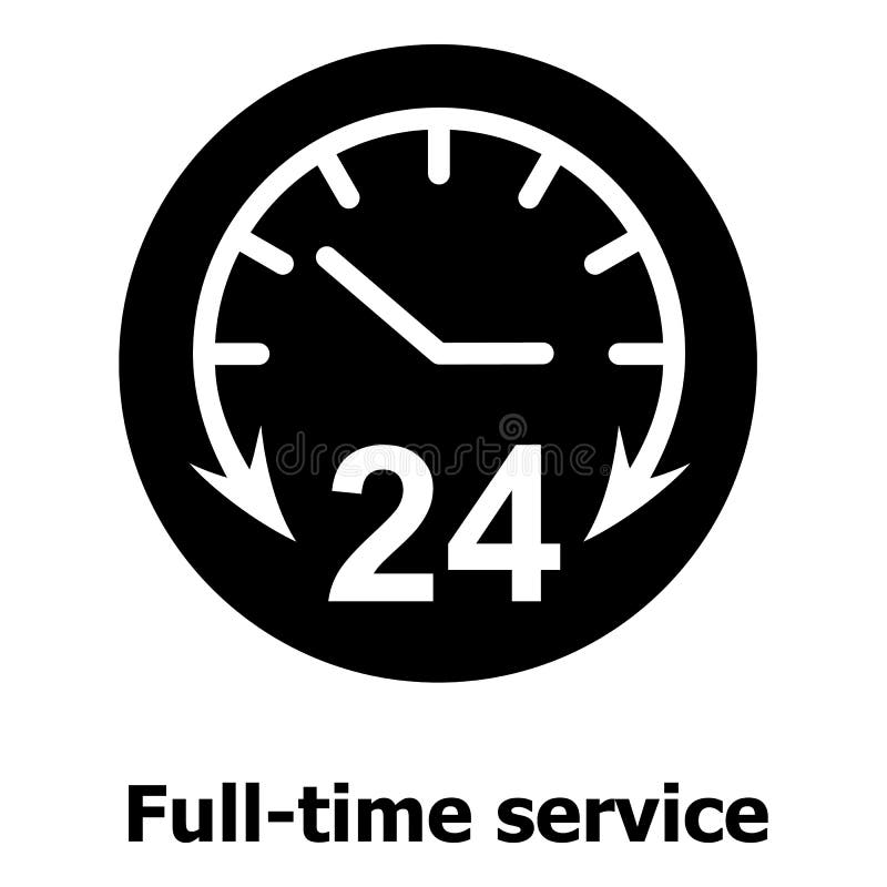 Full Time Service Icon, Simple Black Style Stock Vector - Illustration ...