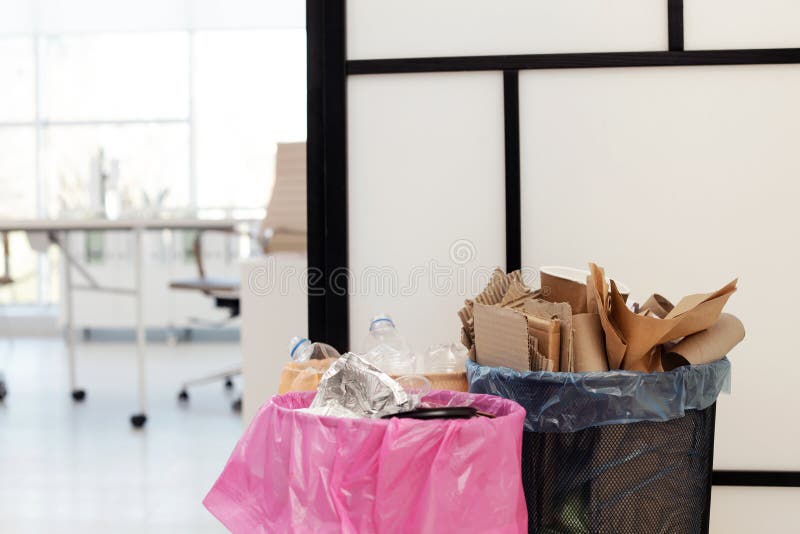 Trash Bin in Modern Office, Space for Text Stock Image - Image of ...