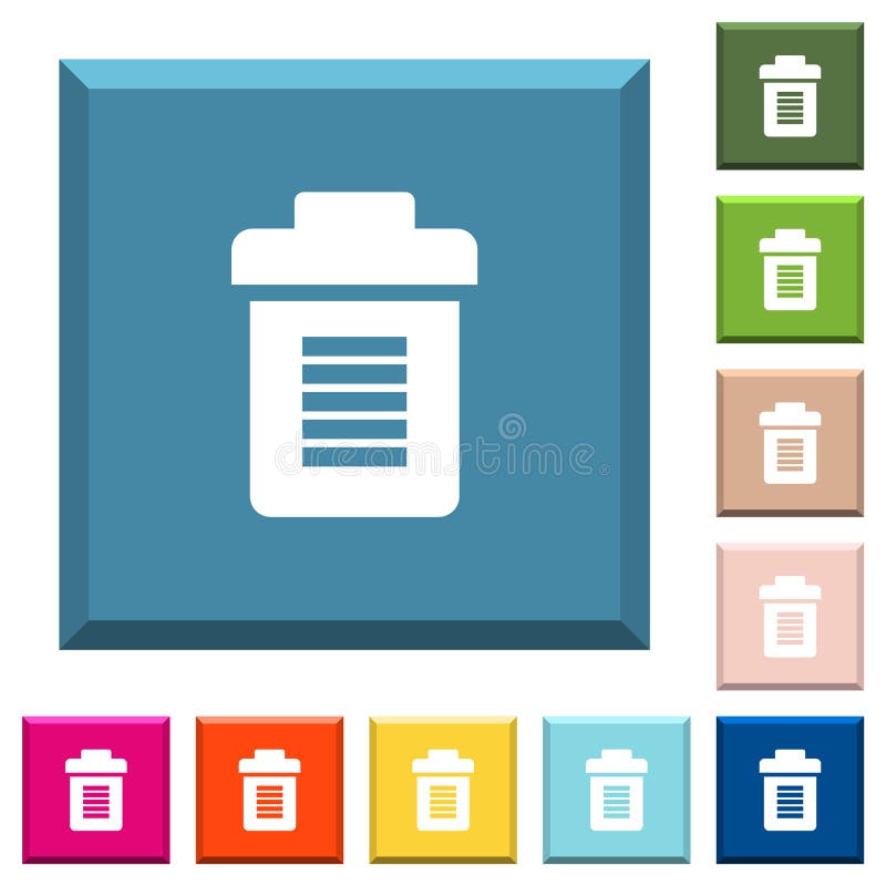 Full Trash White Icons on Edged Square Buttons Stock Vector ...