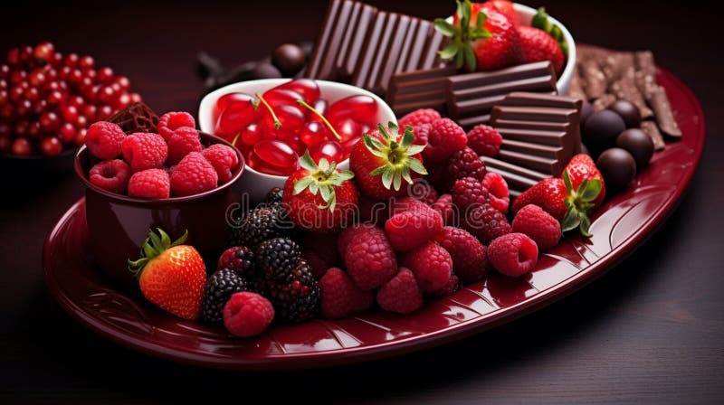 A Full Ultra HD Picture of a Ruby Chocolate-coated Fruit Platter ...