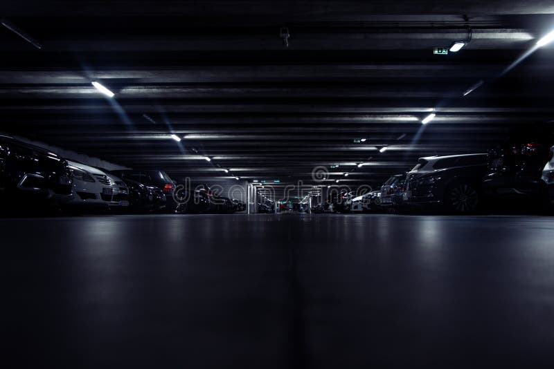 Full Underground Paid Parking Lot at Night Editorial Stock Image ...