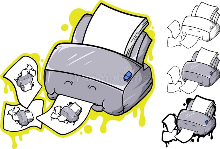 Full Vector Cartoon Printer Illustration Stock Vector - Illustration of ...