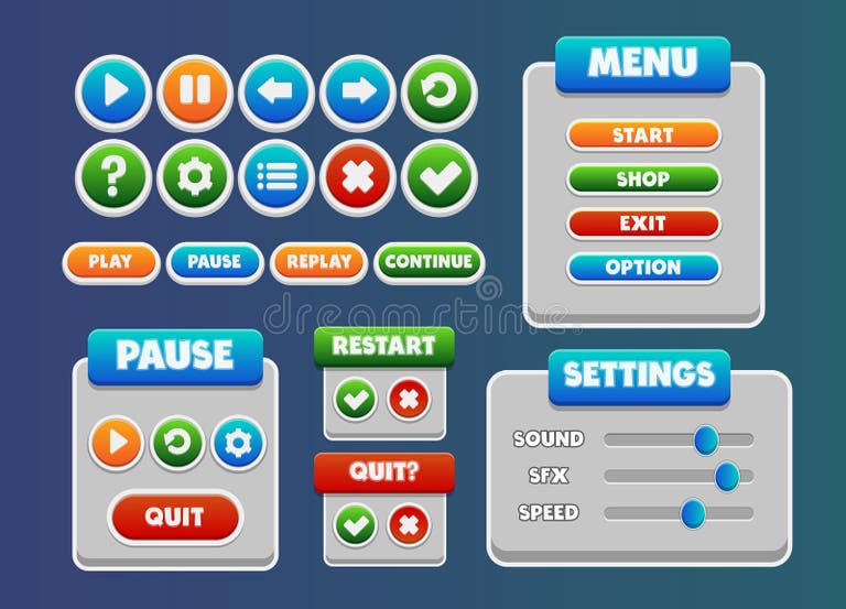 Full Vector Game UI Package with Button, Menu Board, and More Stock ...