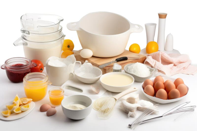 Full View of the Ingredients on a White Background with Dishes ...