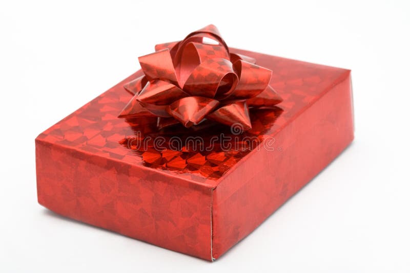 Full View of Red Shiny Box with Ribbon Stock Photo - Image of ...