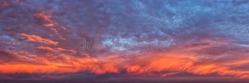 Light Painted Deep Red Sunrise on Horizon Panorama Stock Image - Image ...