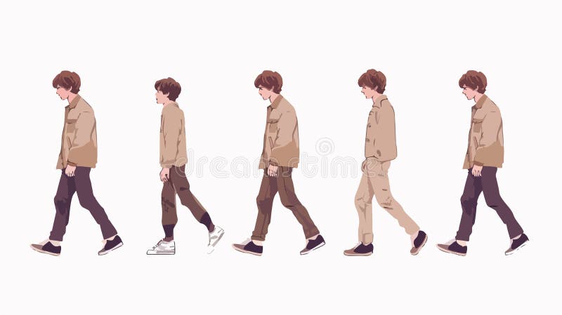 A Full Walk Cycle Sequence Animation of a Man in Motion, Illustrating ...