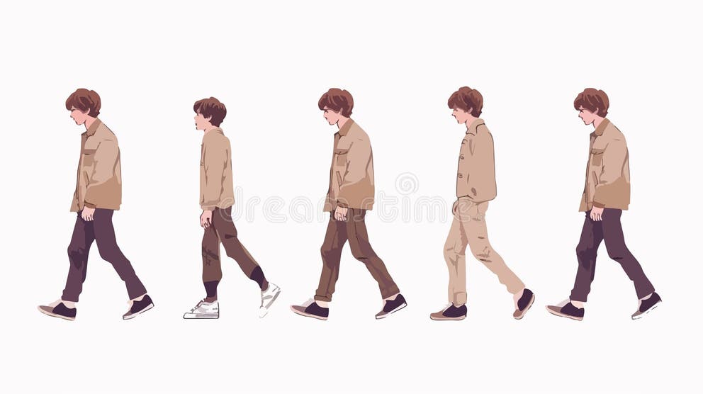 A Full Walk Cycle Sequence Animation of a Man in Motion, Illustrating ...